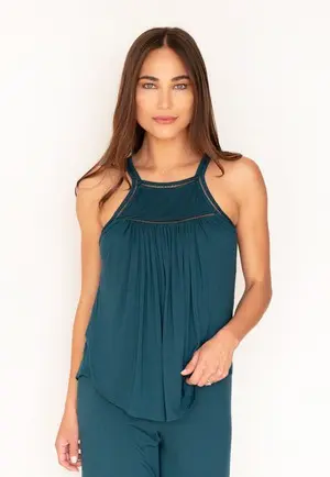 JJWINKS Wine Down Built-in Shelf Racerback Tank - Deep Teal
