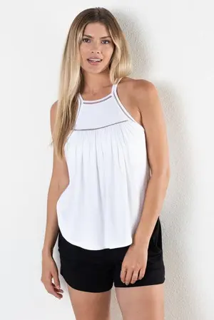 JJWINKS Wine Down Built-in Shelf Racerback Tank - White