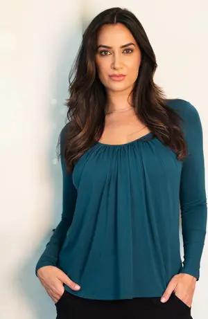 JJWINKS Full Moon Built-in Shelf Lounge & Sleep Long Sleeve Top Deep Teal