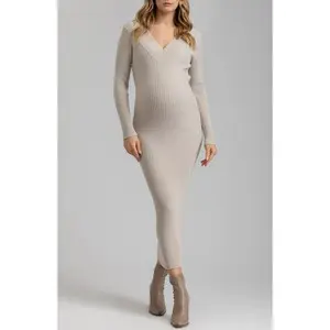 PIETRO BRUNELLI Ribbed Midi Sweater Dress - Light Beige