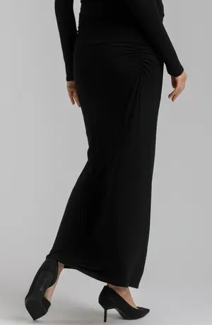 PIETRO BRUNELLI Ruched Maxi Skirt - Black