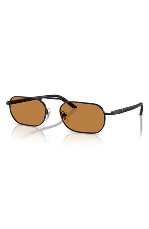 Persol 57mm Polarized Rectangle Sunglasses - Black/ Yellow