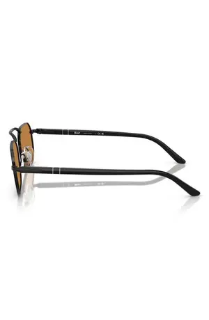 Persol 57mm Polarized Rectangle Sunglasses - Black/ Yellow