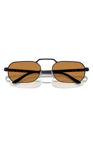 Persol 57mm Polarized Rectangle Sunglasses - Black/ Yellow