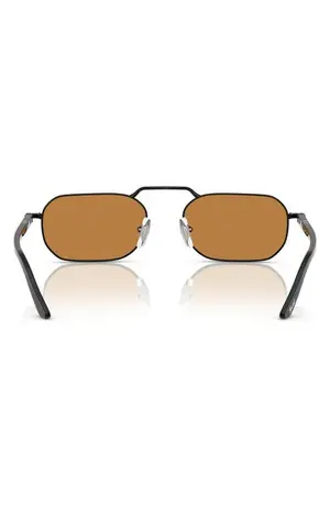 Persol 57mm Polarized Rectangle Sunglasses - Black/ Yellow