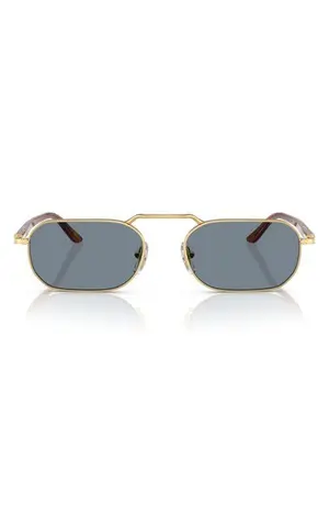 Persol 57mm Polarized Rectangle Sunglasses - Gold/brown/light Blue