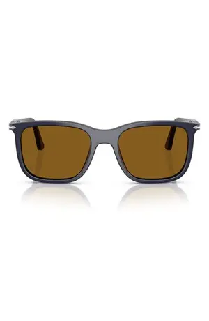 Persol Persol 56mm Rectangular Sunglasses Blue Brown