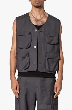 Mnml Bonded Cotton Gabardine Cargo Vest