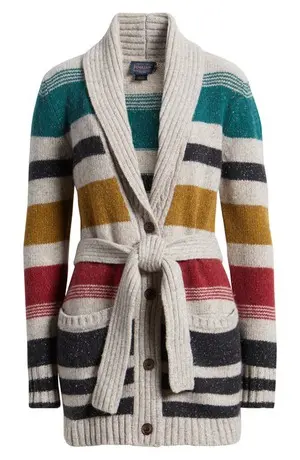 Pendleton Camp Stripe Lambswool Blend Wrap Cardigan
