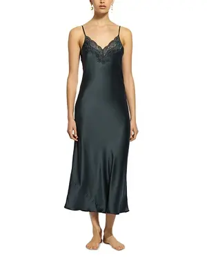 Ginia Silk Lace Slip - Black