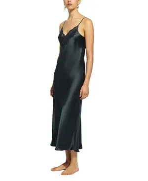 Ginia Silk Lace Slip - Black