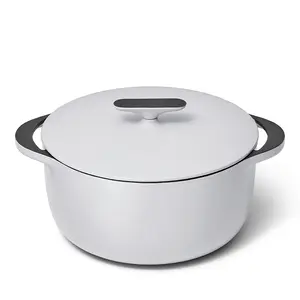 CARAWAY Enameled Cast Iron 6.5 Qt Dutch Oven With Flat Lid - Gray