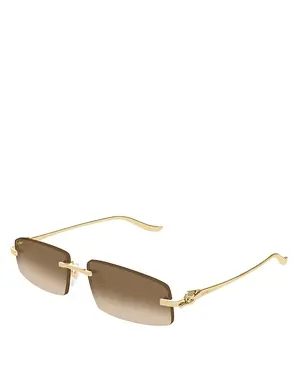 Cartier Panthère De Cartier Rimless Rectangle Sunglasses Gold/brown Gradient