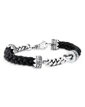 KING BABY STUDIO Sterling Silver And Leather Bracelet - Black/silver