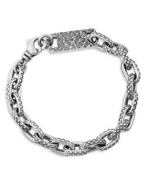 KING BABY STUDIO Sterling Crosshatch Oval Link Bracelet - Silver