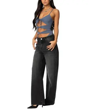 EDIKTED Serene Cut Out Bodysuit - Navy