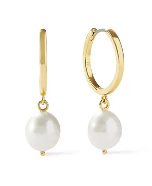 ANA LUISA Medium Frida Pearl Hoop Earrings - Gold