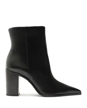Schutz Mikki Block Heel Leather Boots - Black