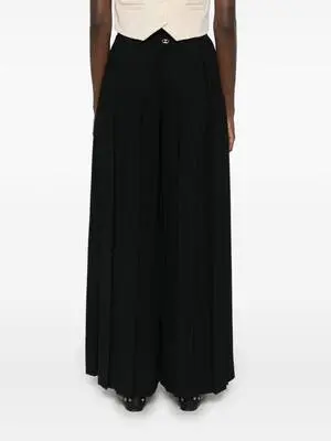TWINSET Pleated Wide Leg Trousers - Black