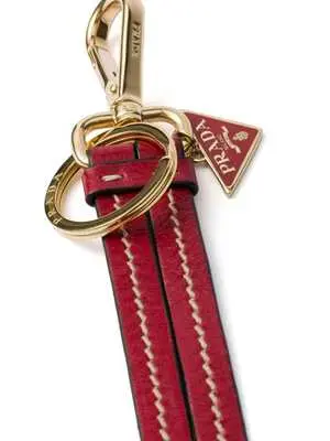 Prada Leather Bag Charm And Keychain - Red