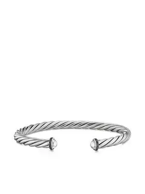 David Yurman Sterling Cable Cuff Bracelet With Diamonds - Silver