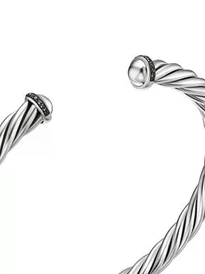 David Yurman Sterling Cable Cuff Bracelet With Diamonds - Silver