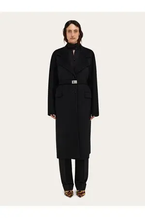 FERRAGAMO Single-breasted Virgin Wool And Cashmere Coat - Black