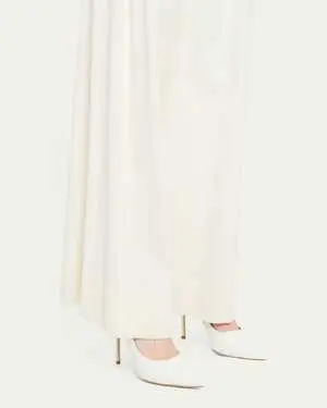 Manolo Blahnik Camparisli Leather Mary Jane Slingback Pumps - White