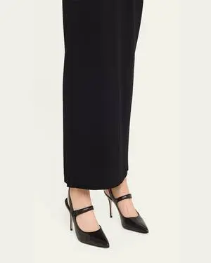 Manolo Blahnik Camparisli Leather Mary Jane Slingback Pumps - White