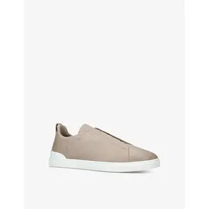 Zegna Triple Stitch Secondskin Leather Low-top Trainers - Grey Mid