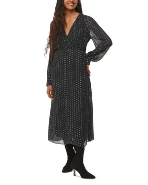 Whistles Petites Metallic Stripe Midi Dress
