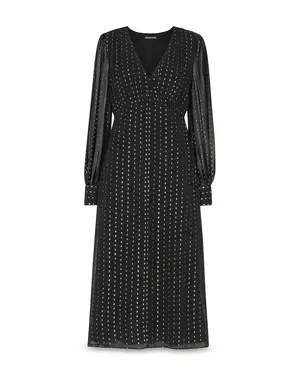 Whistles Petites Metallic Stripe Midi Dress