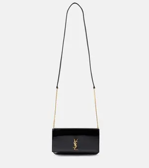 Saint Laurent Saint Laurent Cassandre Patent Leather Phone Pouch Black