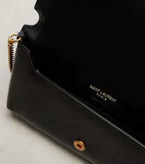 Saint Laurent Cassandre Patent Leather Phone Pouch - Black