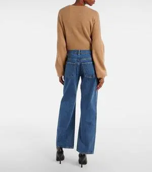 Khaite Kerrie Mid-rise Wide-leg Jeans - Blue