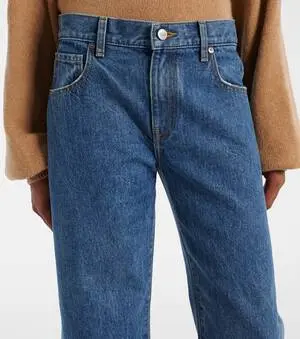 Khaite Kerrie Mid-rise Wide-leg Jeans - Blue