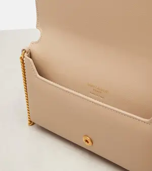 Saint Laurent Cassandre Leather Phone Pouch - Beige