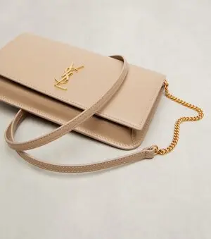 Saint Laurent Cassandre Leather Phone Pouch - Beige