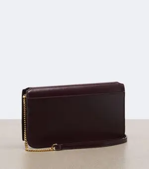 Saint Laurent Cassandre Leather Phone Pouch - Burgundy