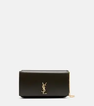 Saint Laurent Cassandre Leather Phone Pouch Grey