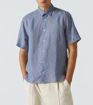 Frescobol Carioca Castro Printed Linen Shirt - Blue