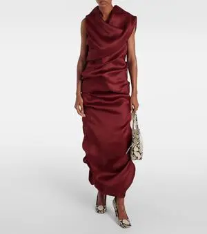 Khaite Luola Draped Silk Top - Red