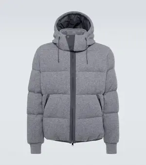 Zegna Ribbed-knit Cashmere-blend Down Jacket - Grey