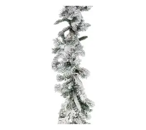 FRASER HILL FARM 9' Mountain Pine Flocked Garla Nd W/ Lights - One-color
