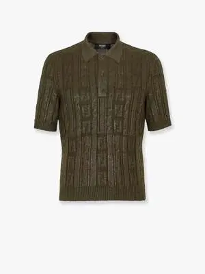 Fendi Braided Wool Polo Shirt Withff Details