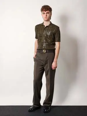 Fendi Braided Wool Polo Shirt Withff Details