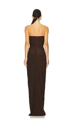 DEME BY GABRIELLA Pearl Gown - Dark Brown