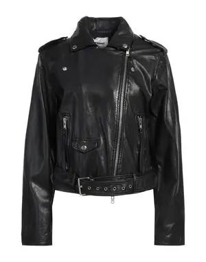 SWORD 6644 Leather Biker Jacket - Black