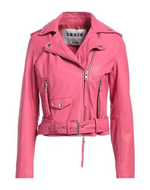 SWORD 6644 SWORD 6.6.44 Leather Biker Jacket Pink