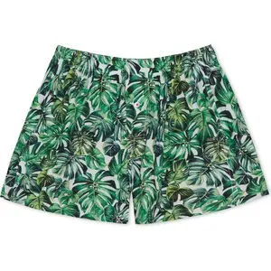 DRUTHERS NYC Organic Cotton Monstera Boxer Short Green